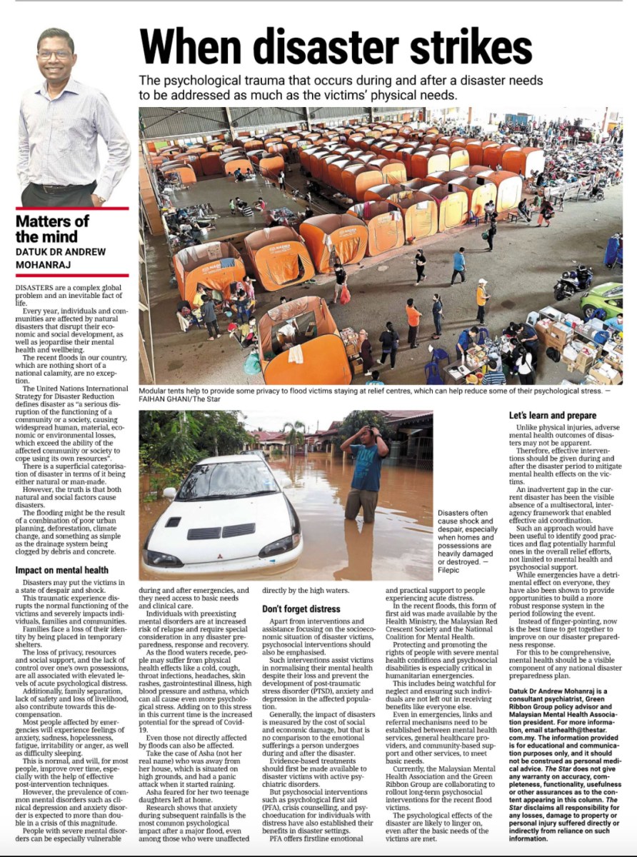 Dealing with the psychological trauma of disasters – Dr. Andrew Mohanraj